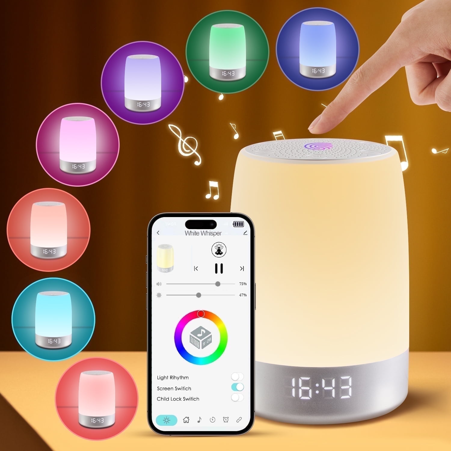 LOFTER-PRO Night Light, Dimmable Touch Lamp for Bedroom, Portable Table ...