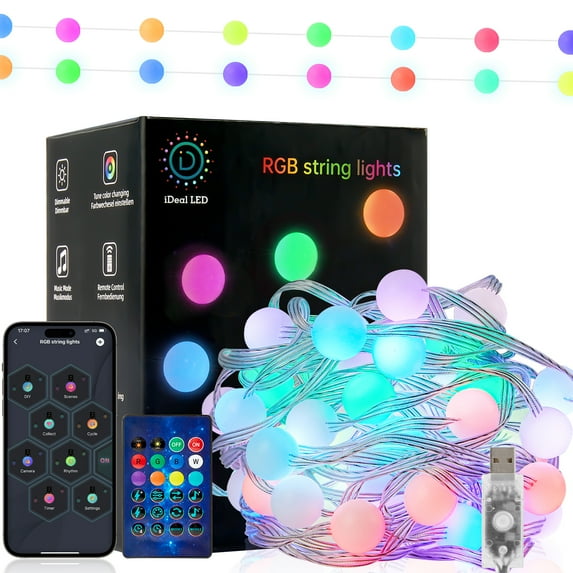 LOFTER-PRO Smart String Lights, Outdoor Lights with Dimmable Warm White ...