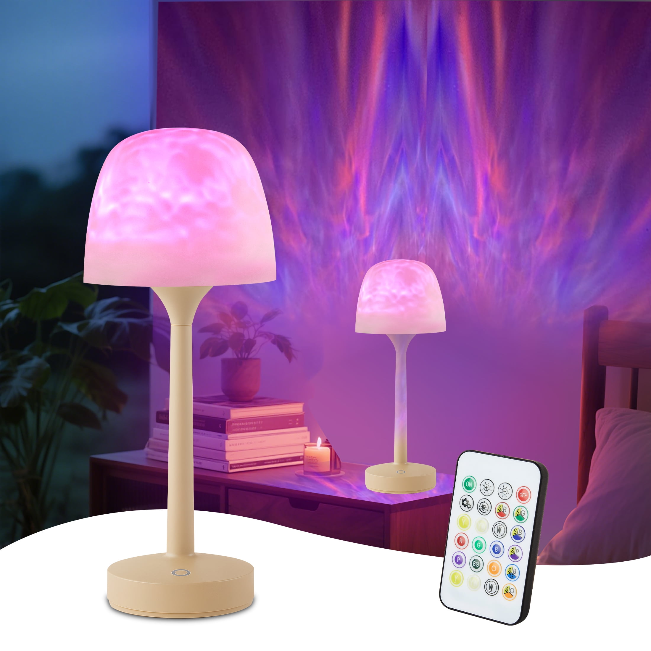 LOFTER-PRO Table Lamps ,Ocean Wave Projector – 2-in-1 Cordless Night ...