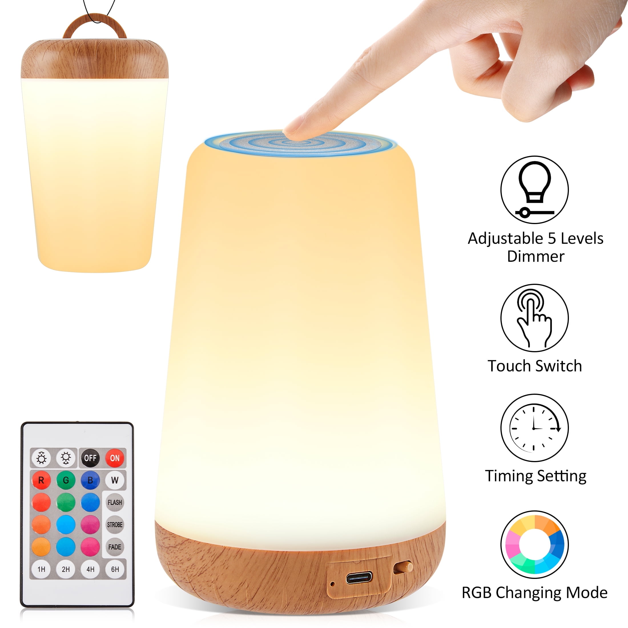 LOFTER-Pro Rechargeable Night Light, Dimmable Touch Lamp with Remote ...