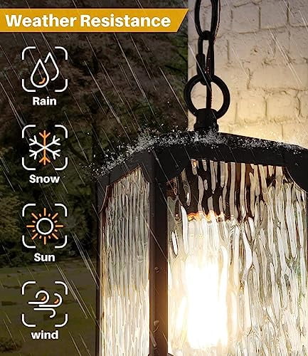 LOG BARN Outdoor Pendant Light Fixture, Farmhouse Exterior Lights, Anti ...