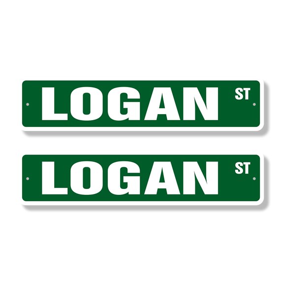 LOGAN Classic Street Sign (2 Pack) Childrens Name Room Sign Road Sign ...
