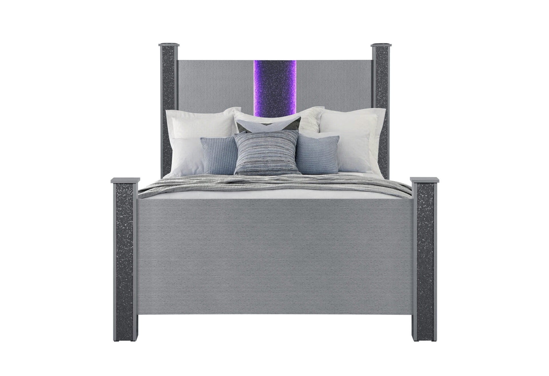 Logan Silver Wood Full Bed with LED and Speakers - Walmart.com