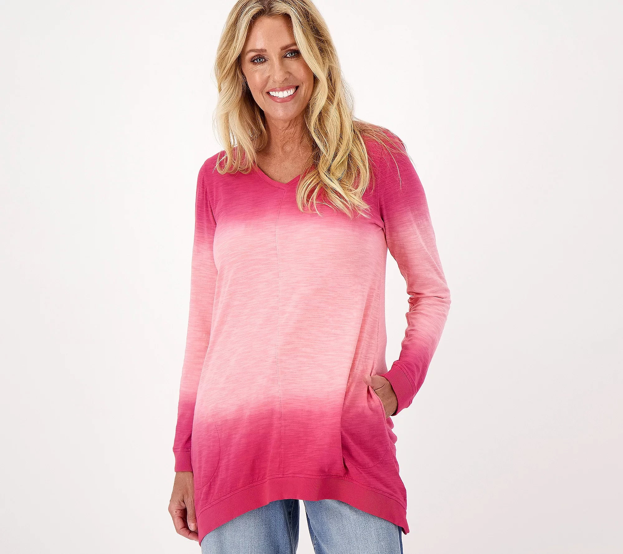 Logo By Lori Goldstein Hand Tie Dye Womens Long Sleeve Top