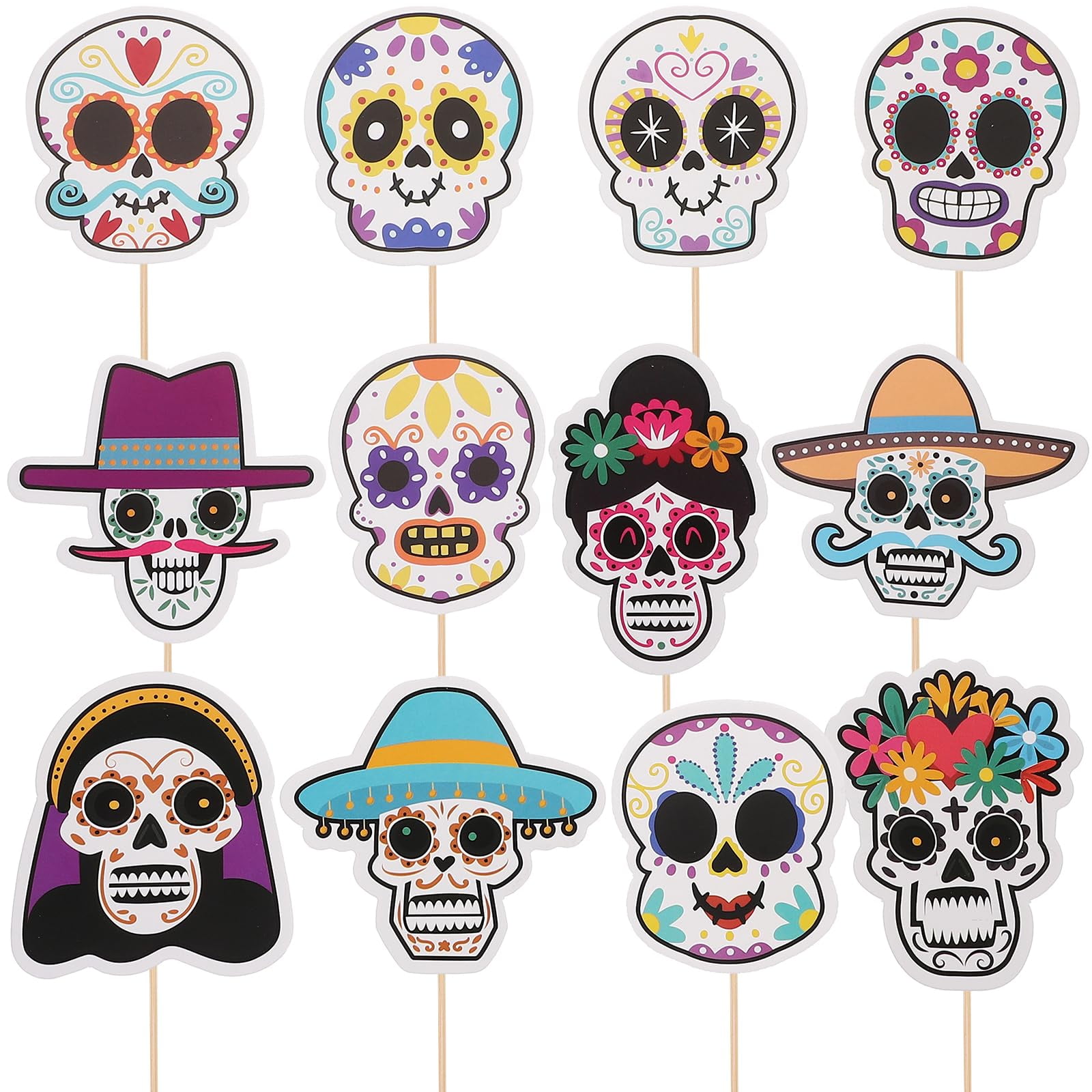LOGOFUN 12pcs Day TWE5 of The Dead Cupcake Toppers Decorations ...
