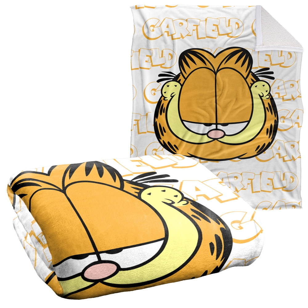 LOGOVISION Garfield Blanket, 50*60inch, Name Repeat Silky Touch Sherpa ...