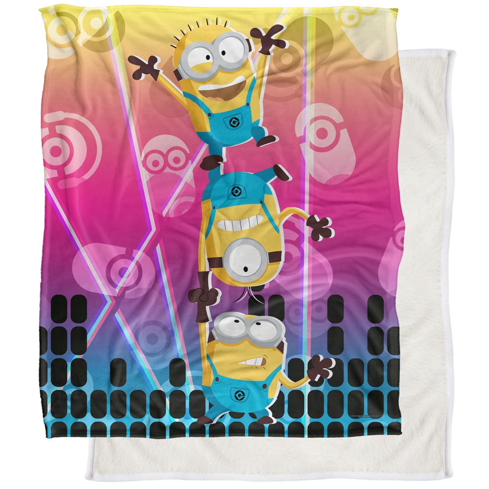 LOGOVISION Minions CMYK Rave Silky Touch Sherpa Back Super Soft Throw ...