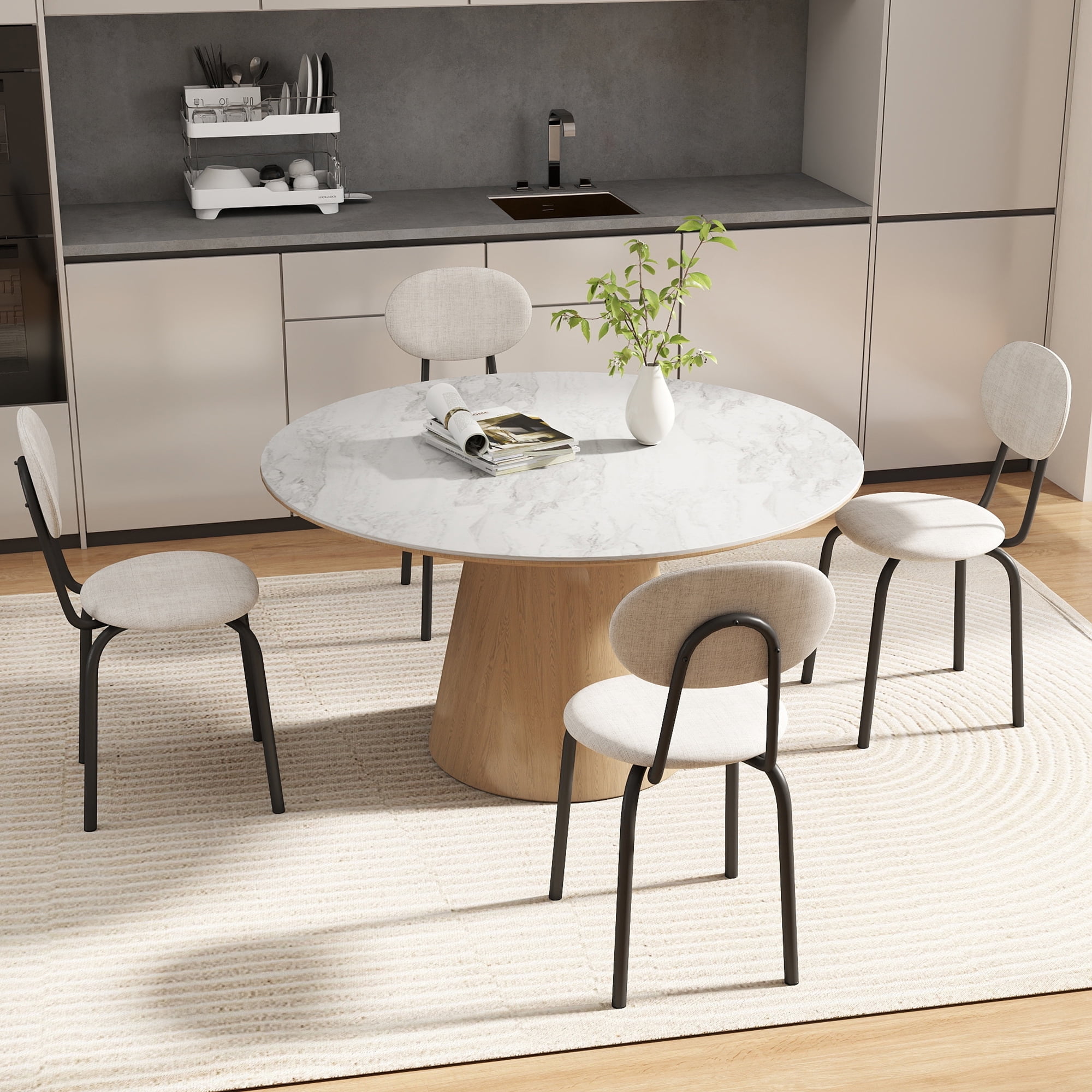 LOGYAT Mid Century Modern Dining Chairs Set of 4, Kitchen Chairs with ...