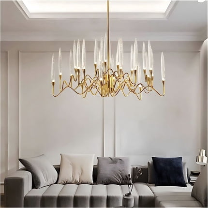 LOHA Hand-Forged Brass Crystal Chandelier LED Candelabra Pendant Light ...