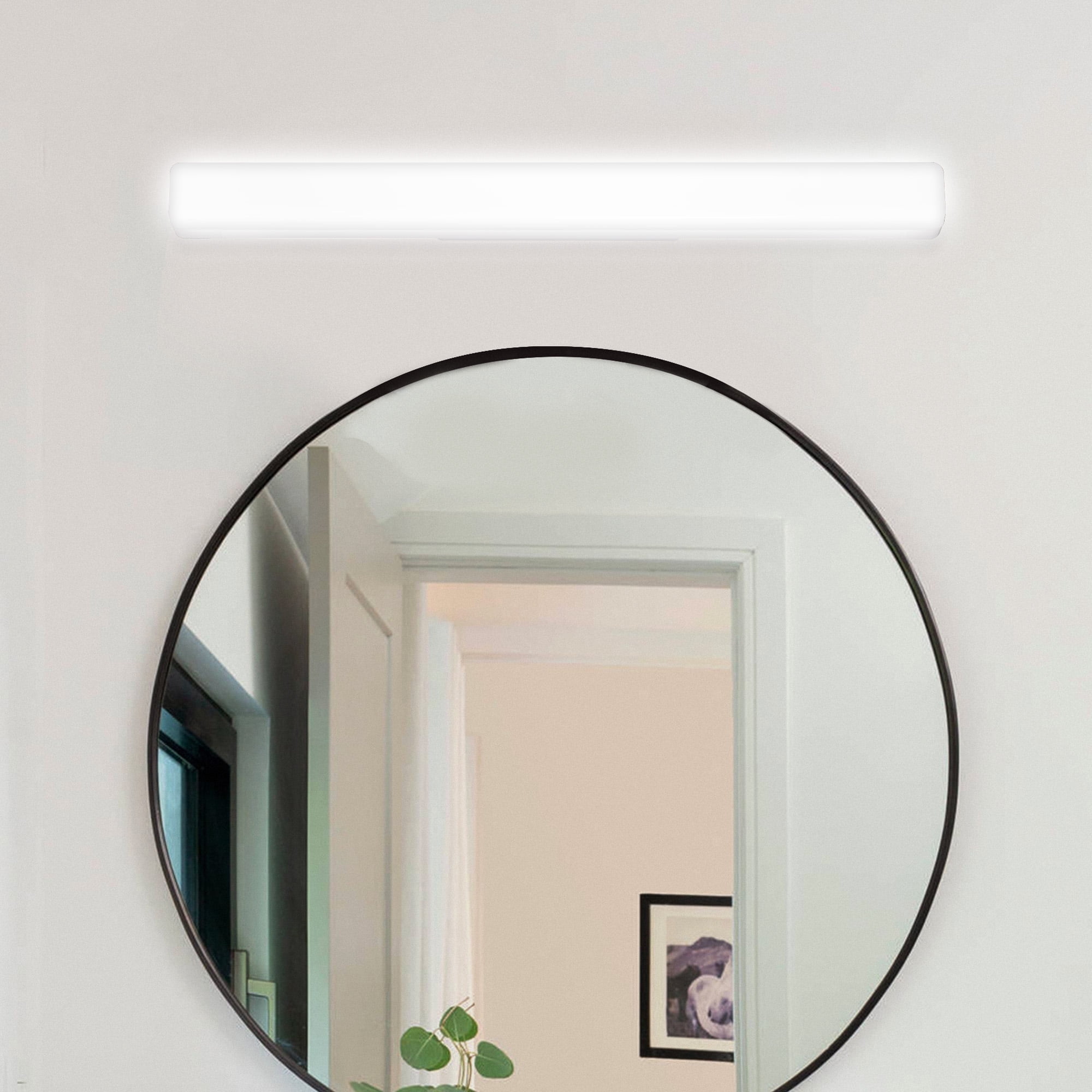 LOHAS 24 in. 1-Light White Bathroom Vanity Light Square Integrated Led ...