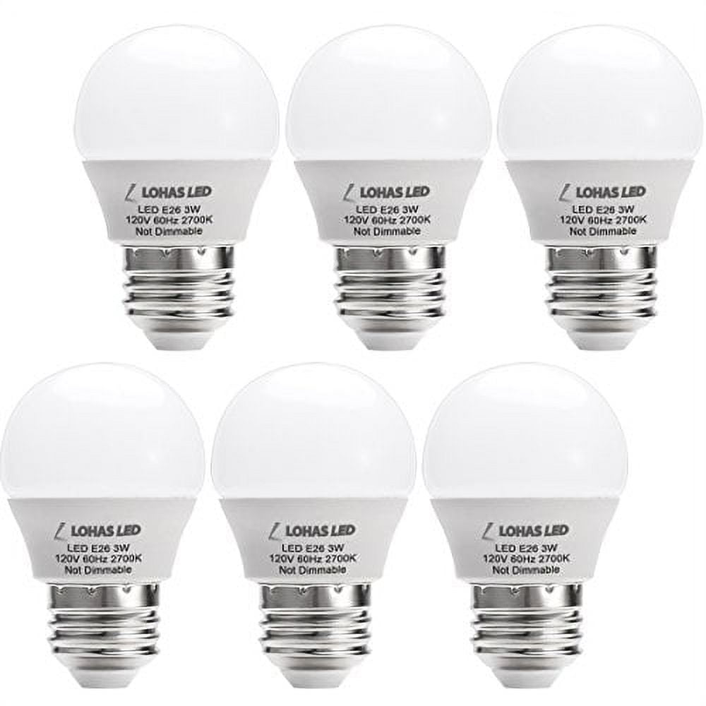 LOHAS 3W LED Light Bulb, G14 LED 25W Equivalent Light, E26 Medium Base ...