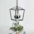 LOHASLED 4 Lights Black Farmhouse Chandelier,Iron Caged Rustic Lantern ...