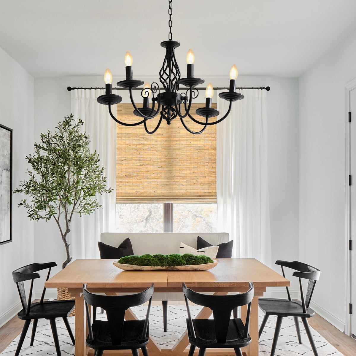 LOHASLED 6 Lights Adjustable Hanging Ceiling Linear Light Fixtures ...