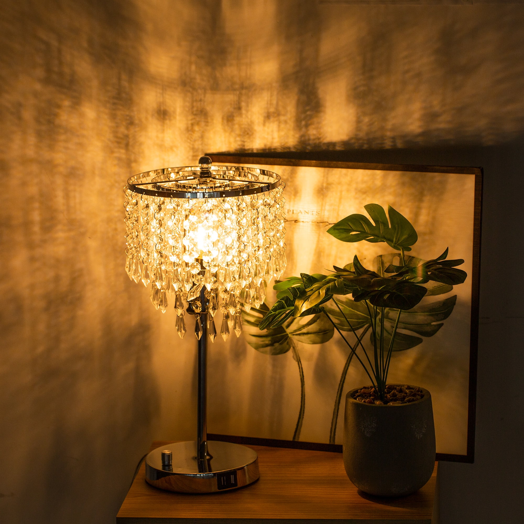 LOHASLED Crystal Dimmable Table lamps, K9 Crystal Beads Desk Lamp ...