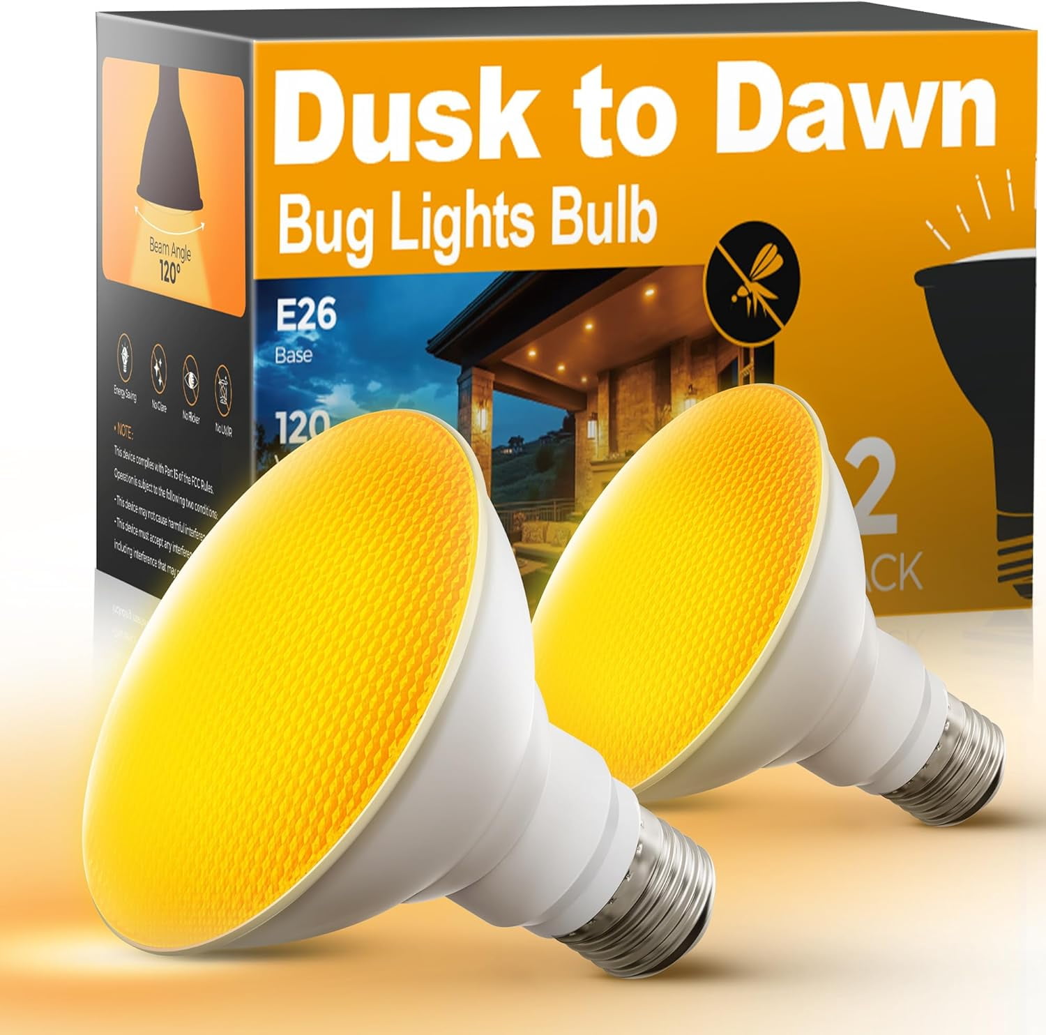 LOHAS Dusk to Dawn Yellow Bug Light Bulbs Outdoor, PAR30 LED Flood ...