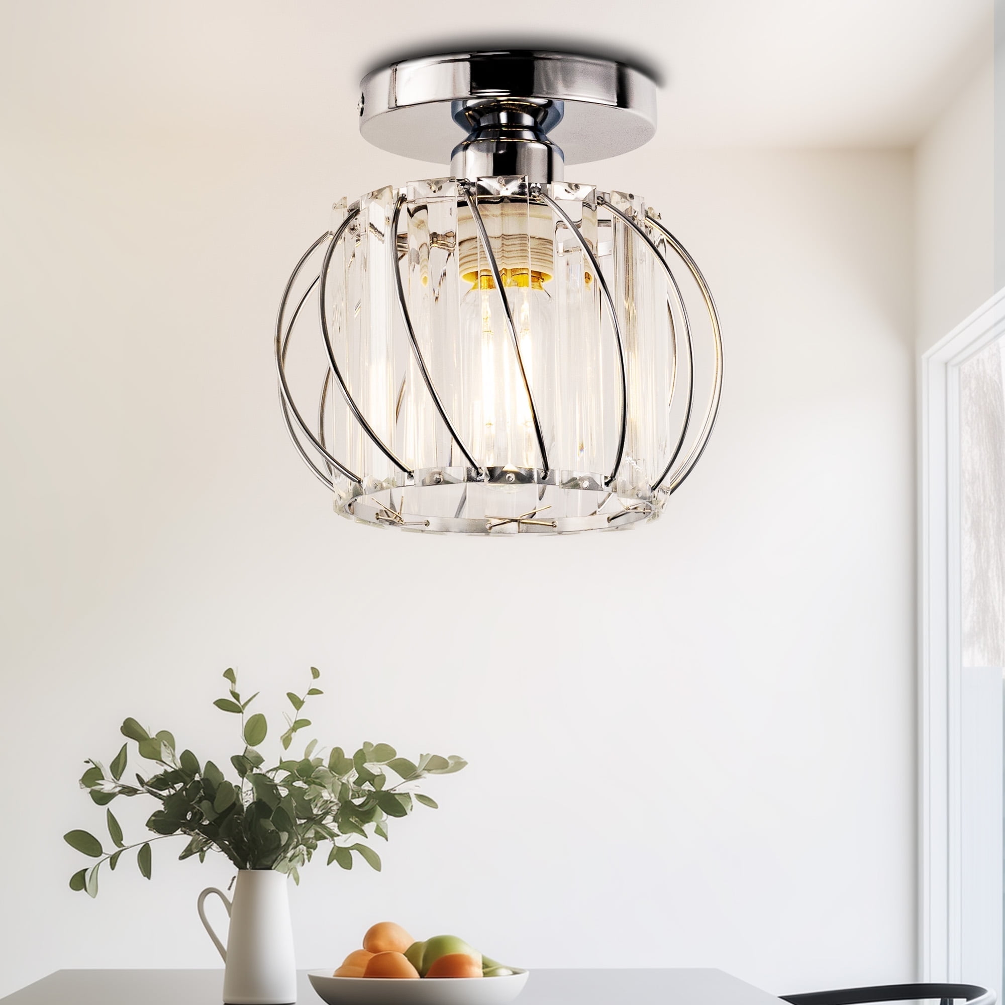 LOHASLED Semi Flush Mount Ceiling Lights, Modern Crystal Chandelier ...