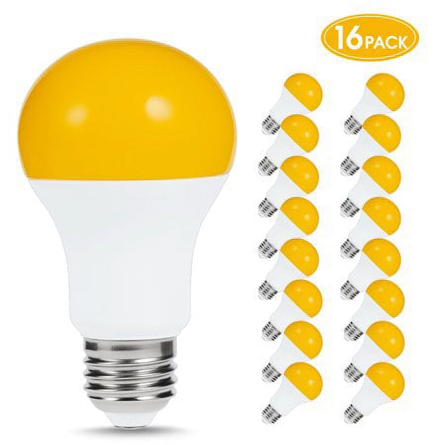 LOHASLED Outdoor Dusk to Dawn A19 Bug Light Bulbs, Amber Light with ...