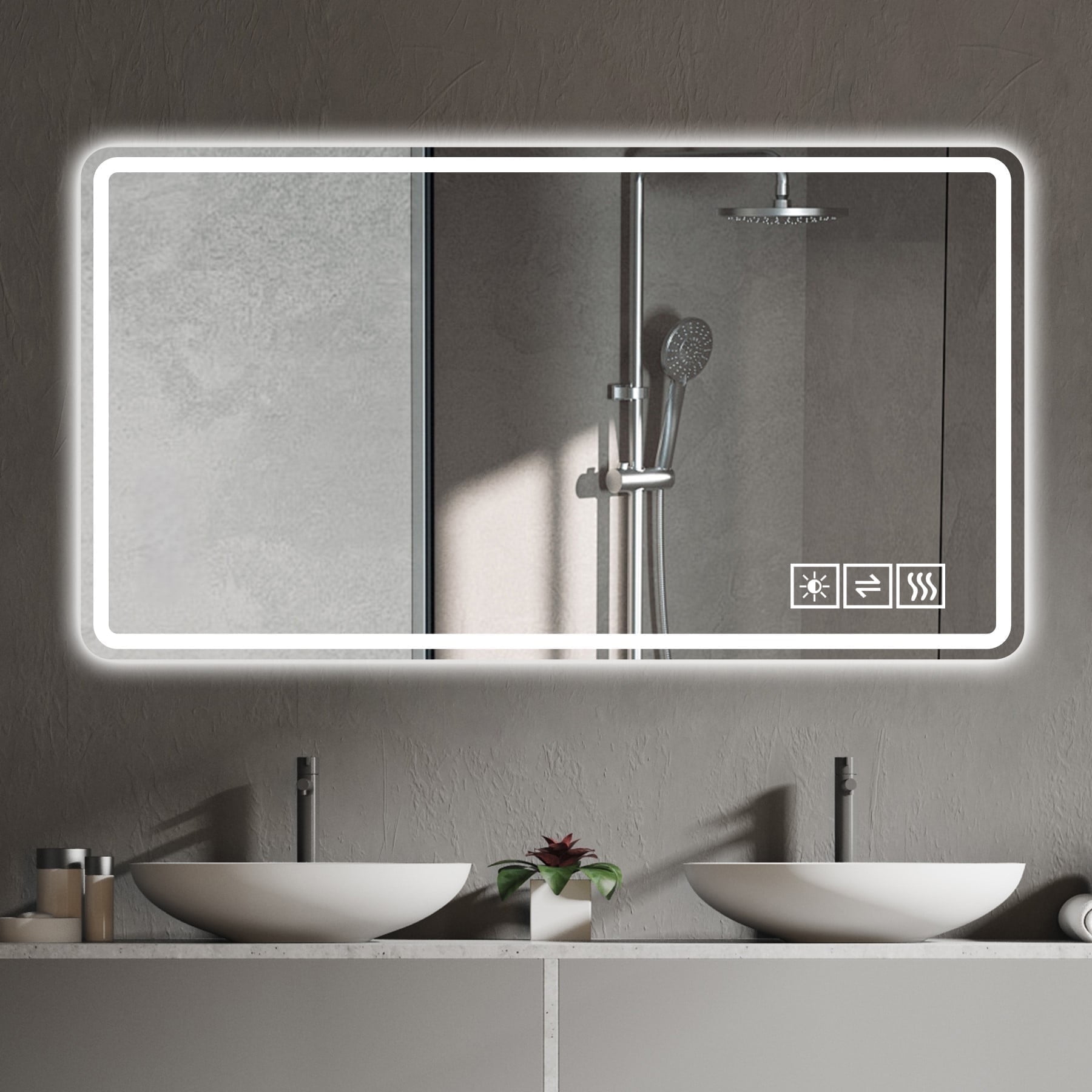 LOHASLY 48*32 inch Bathroom Mirror with Led Lights , Anti-Fog Lighted ...