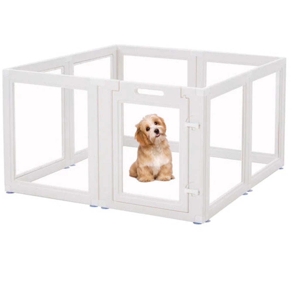 LOHASLY Clear Puppy Playpen - 8-Panel Transparent Dog Playpen with 8 ...