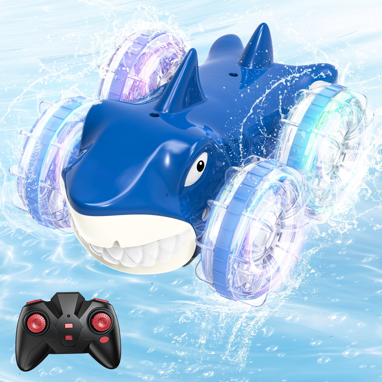 LOHEER Remote Control Cars, Amphibious 4WD Shark RC Stunt Car with ...