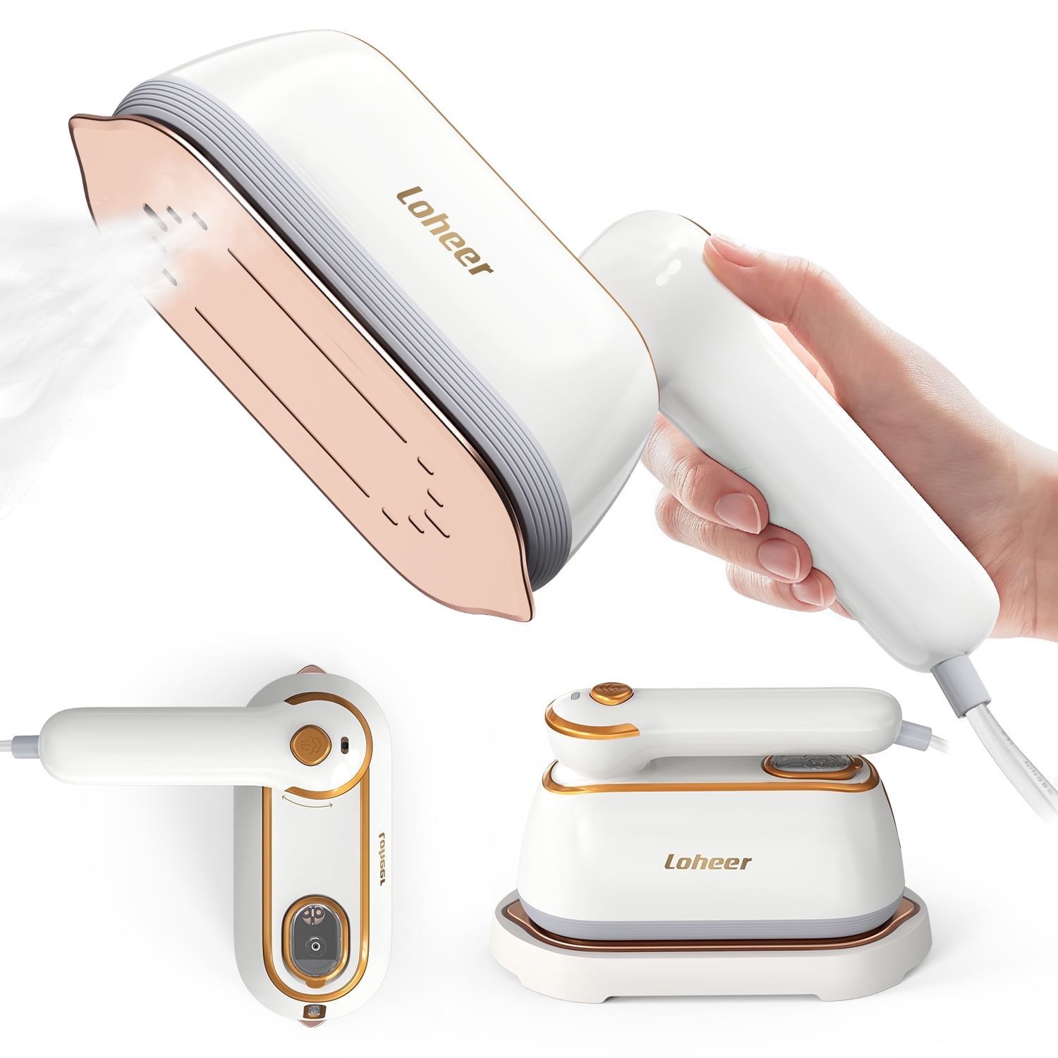 Loheer Travel Steamer, 1300W Handheld Iron, 15s Heat-Up, Portable ...