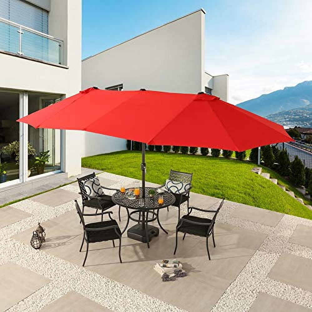 LOKATSE HOME 15 Ft Double Sided Patio Umbrella with Crank Handle and ...