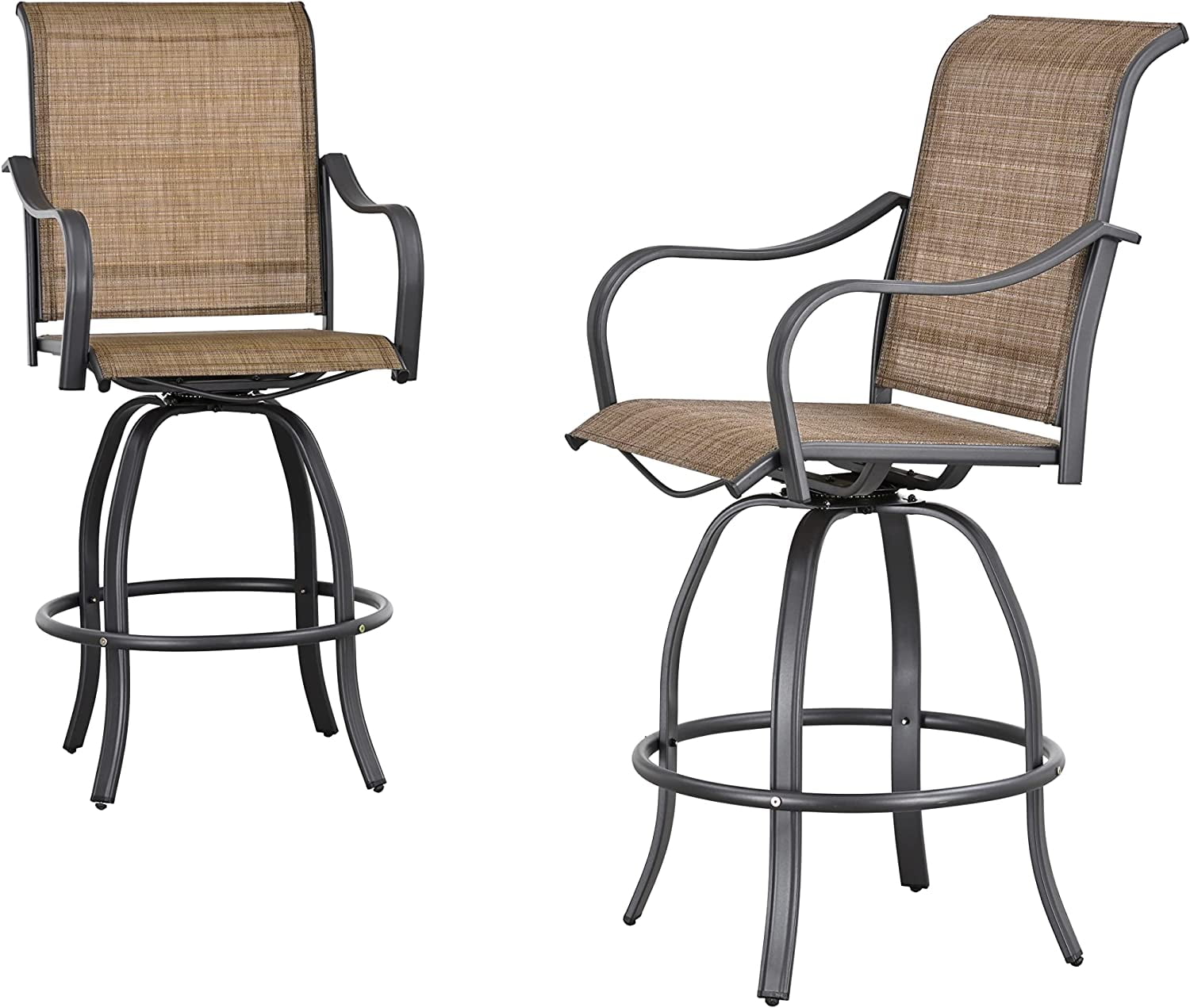 LOKATSE HOME Bar Height Swivel Outdoor Chairs High Back Patio Stools ...