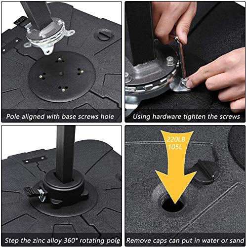 LOKATSE HOME Outdoor Patio Plastic Square Weights Holder Water Filled ...