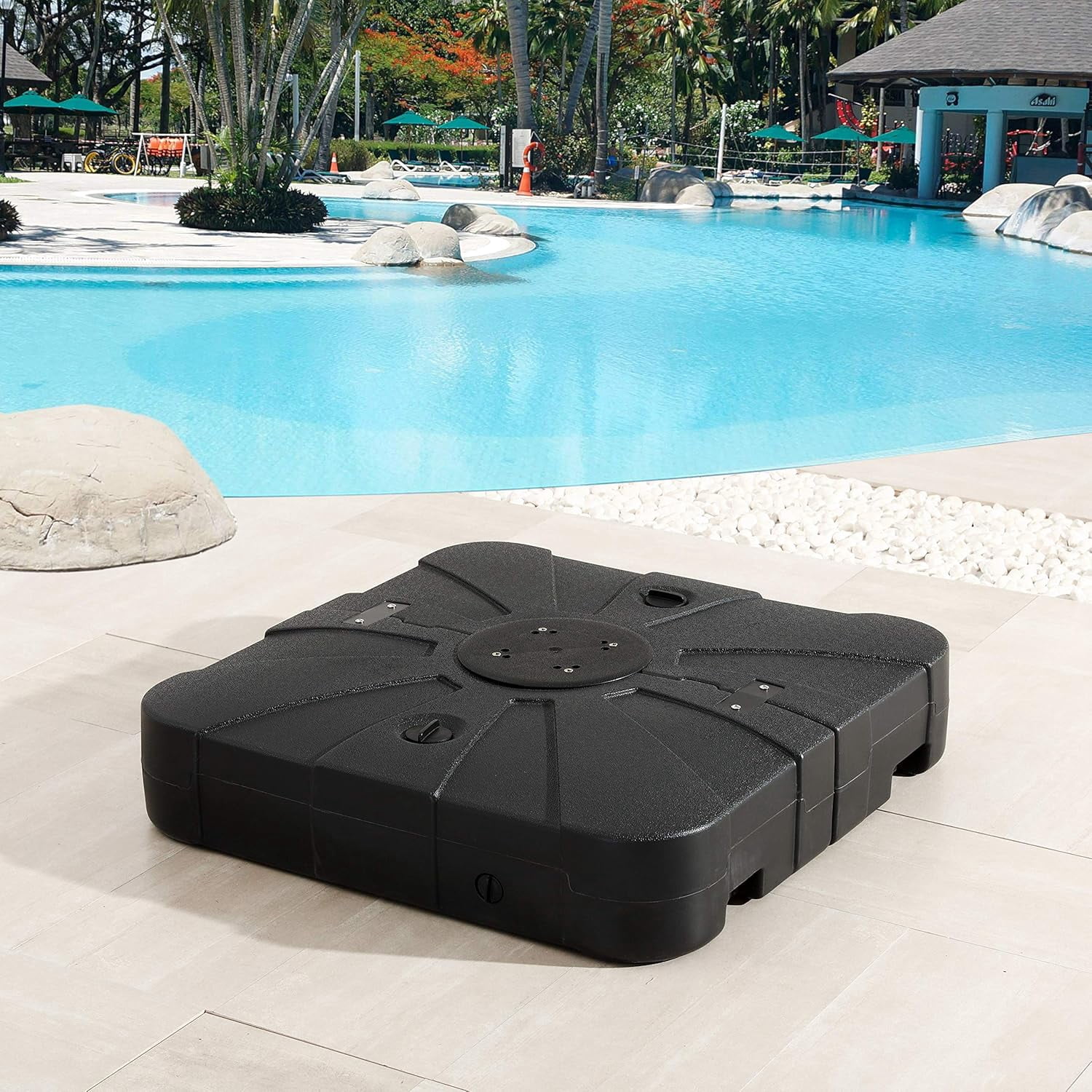 LOKATSE HOME Outdoor Patio Plastic Square Weights Holder Water Filled ...