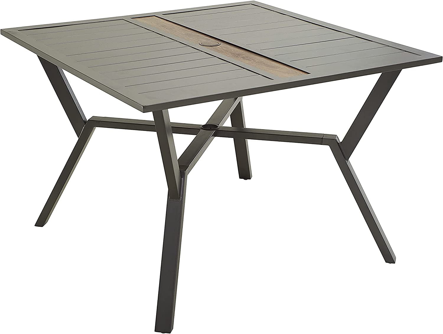 LOKATSE HOME Patio Dining Metal Square Table Outdoor Furniture with 2.1 ...