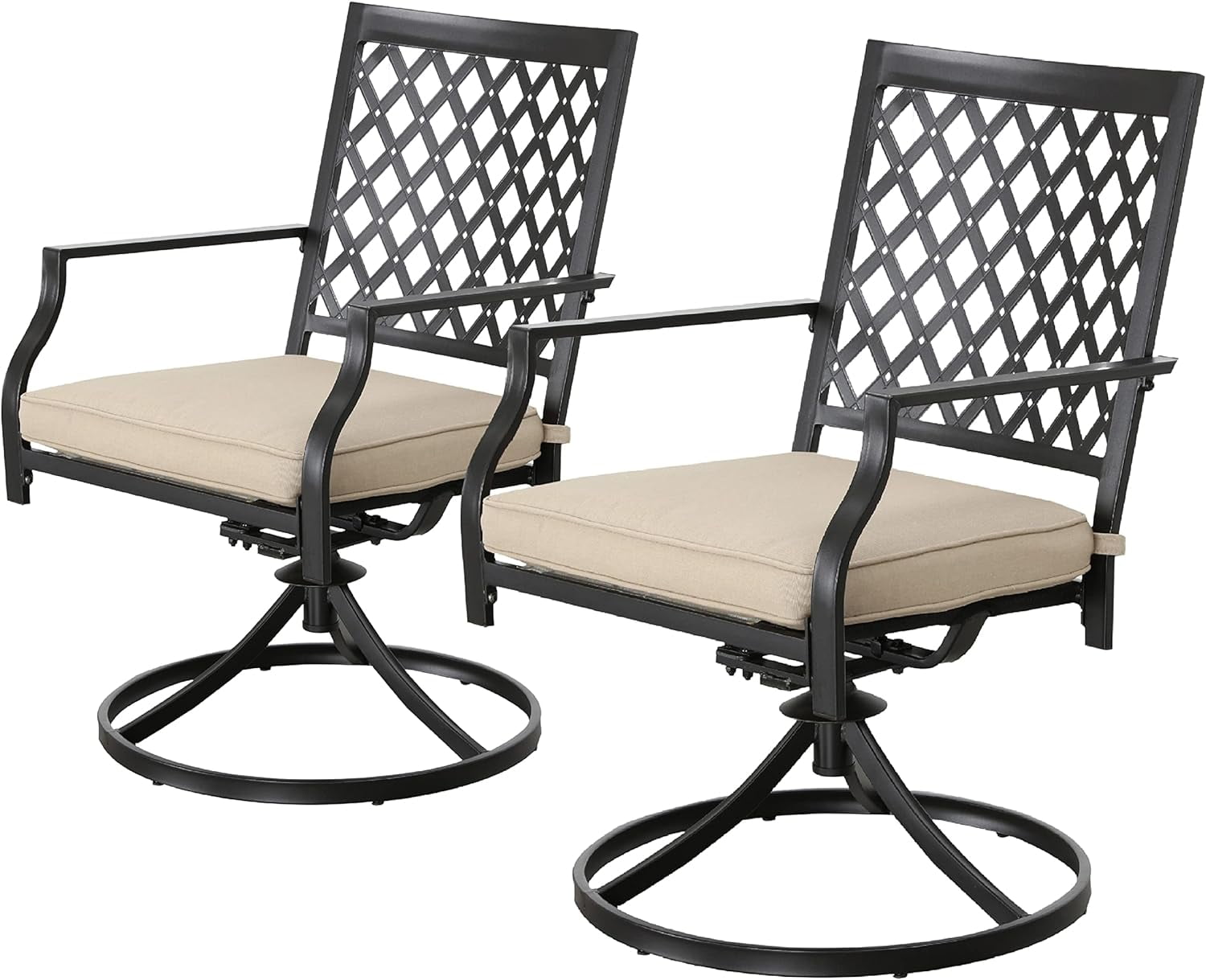 LOKATSE HOME Patio Swivel Dining Chair Set of 2 Outdoor Metal Rocker ...