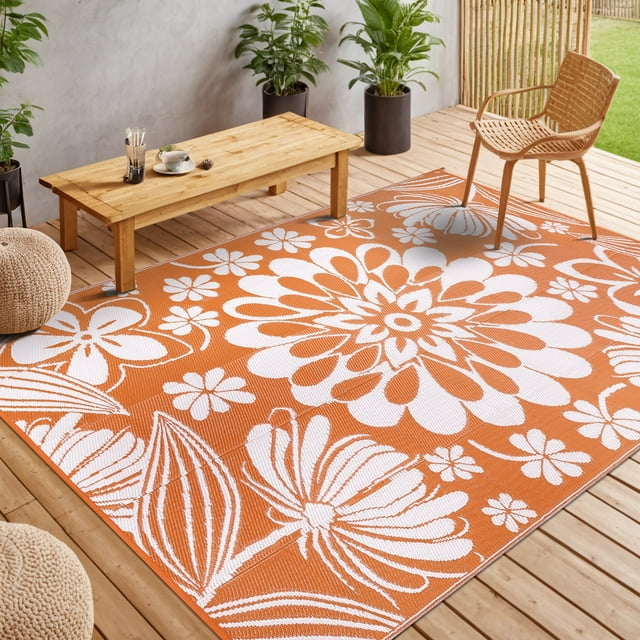 LOKHOM Outdoor Rug 5'x8' for Patios Waterproof Reversible Patio Mat Plastic Straw Rug RV Camping ...