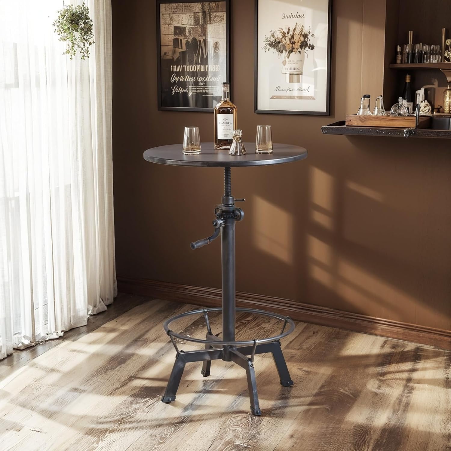 LOKKHAN 33.5"-39.4" Tall Industrial Bar Table-Adjustable Bar Height Pub ...