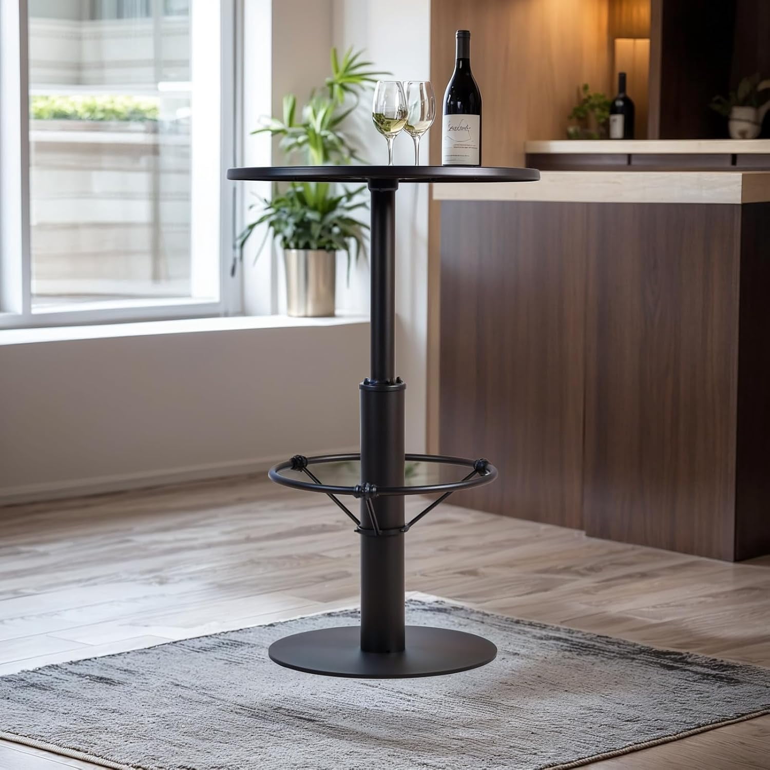LOKKHAN 37.4" Tall High-top Table-Rustic Industrial Bar Table-23.6" Dia ...