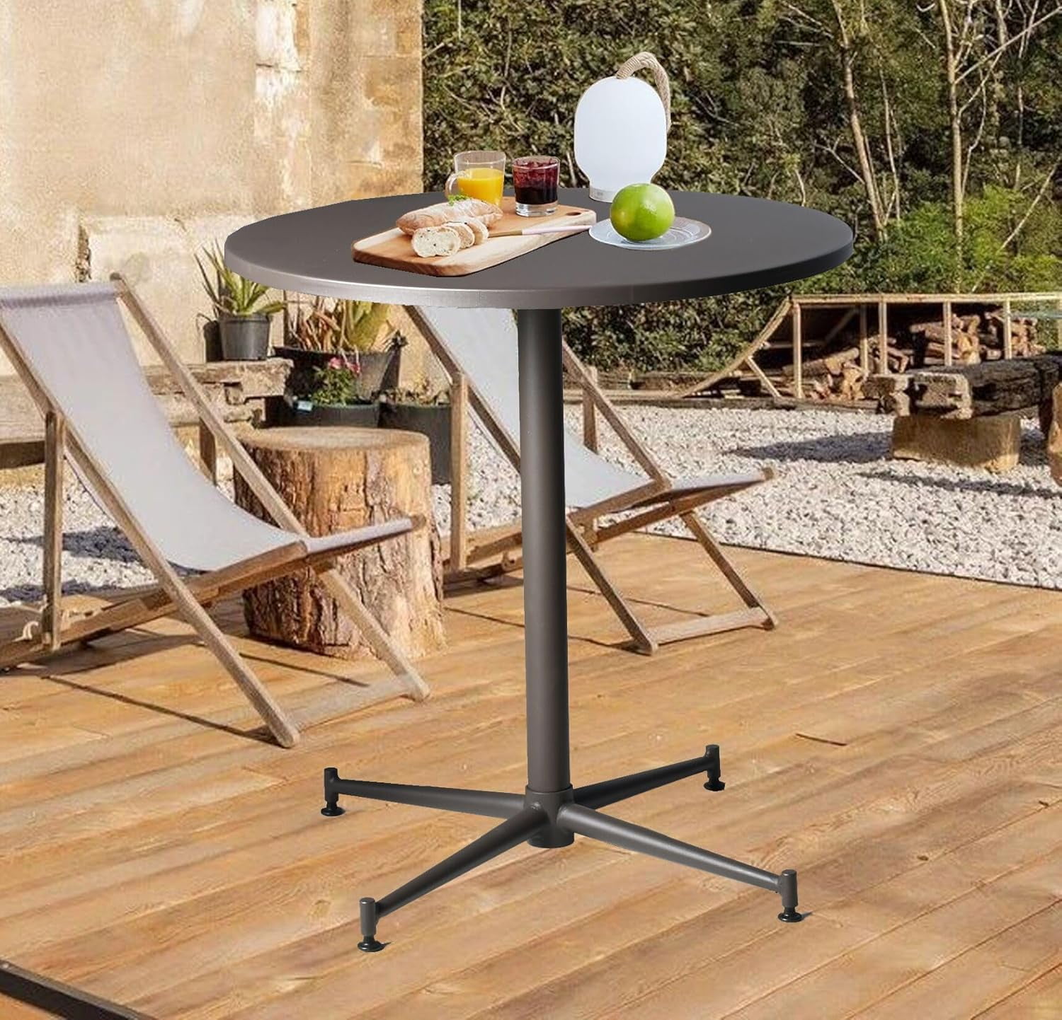 LOKKHAN Premium Steel Patio Bistro Table, Backyard Dining Table, Indoor ...