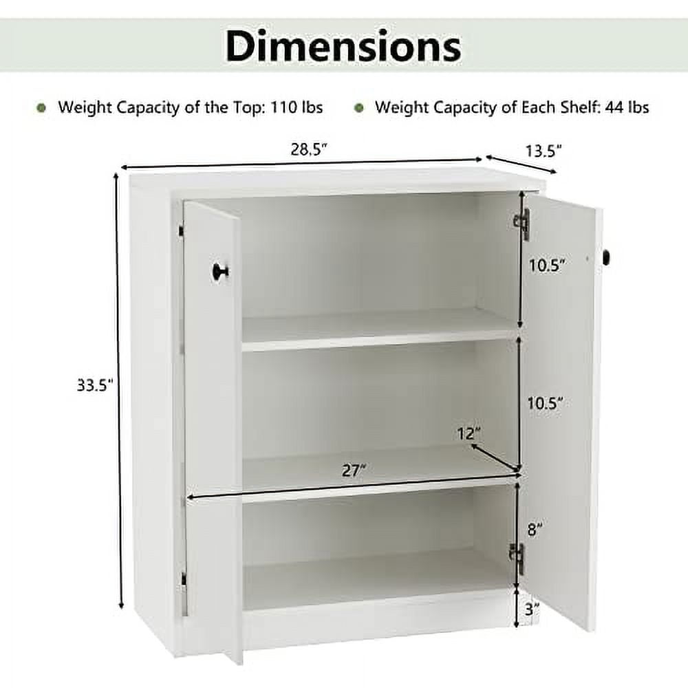 LOKO 2-Door Storage Cabinet, Modern Floor Cabinet with 3-Tier Shelf ...