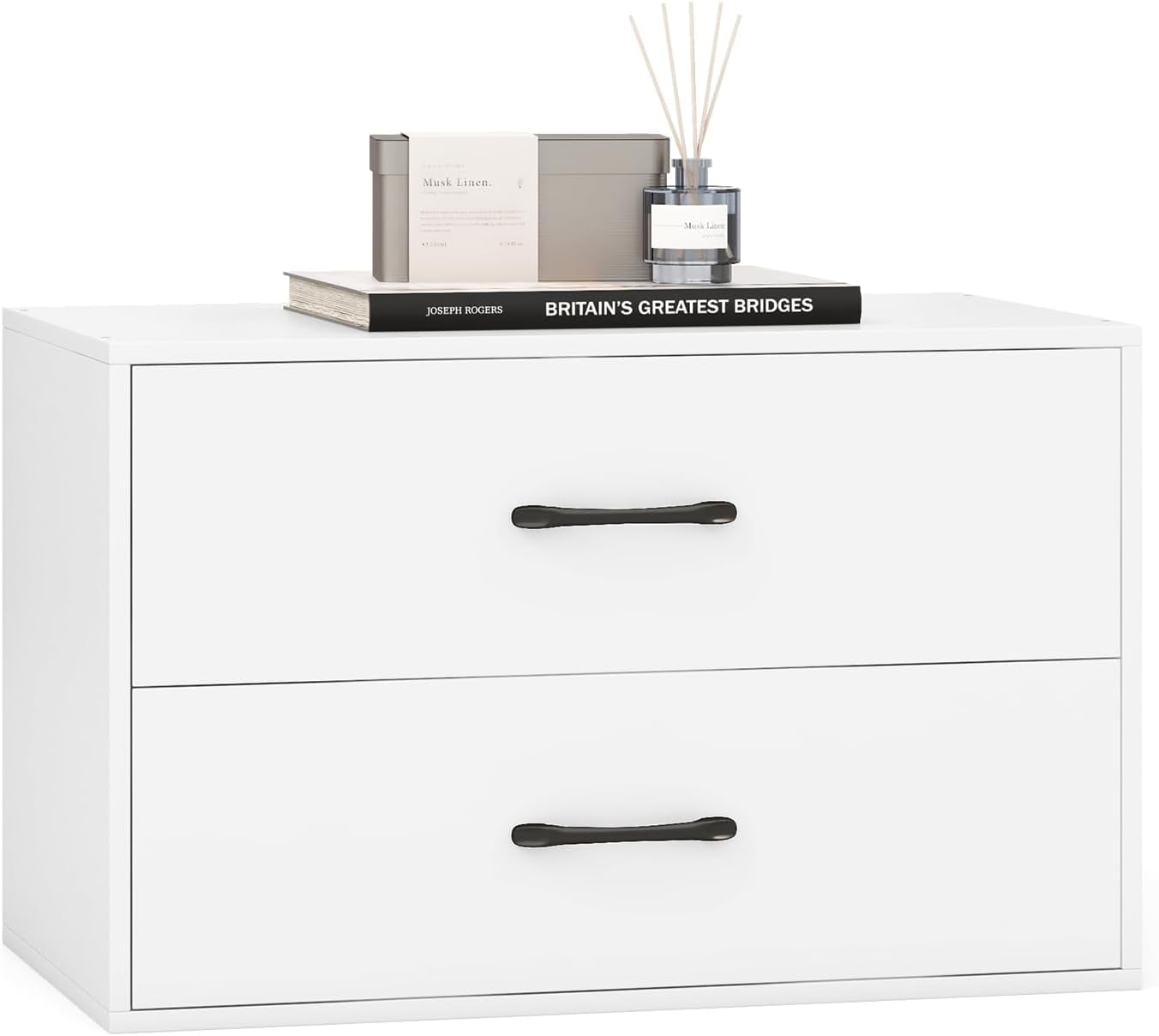 LOKO 2-Drawer Stackable Dresser, Lateral File Cabinet with Metal Handle ...
