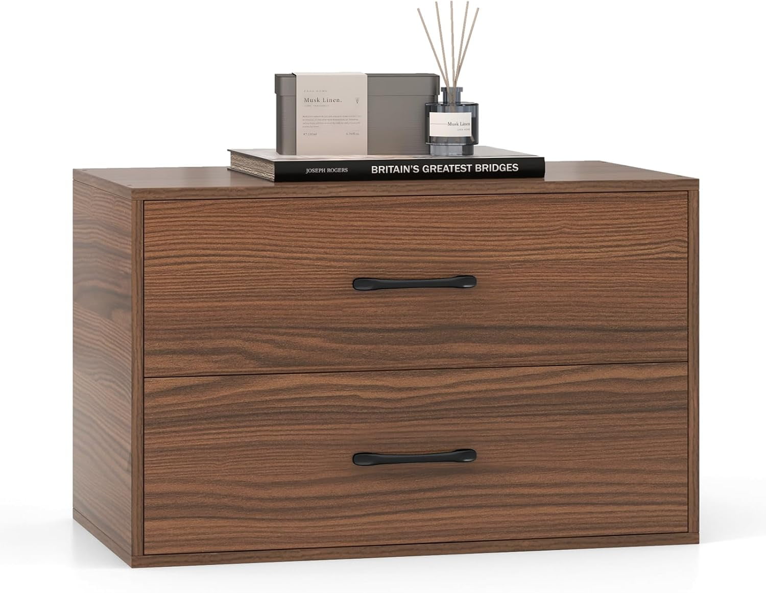LOKO 2-Drawer Stackable Dresser, Lateral File Cabinet with Metal Handle ...