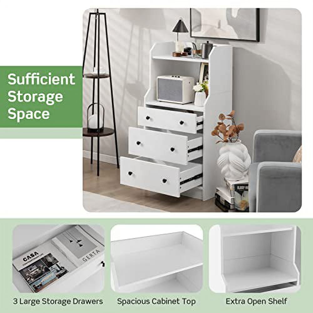 LOKO 3 Drawer Dresser for Bedroom, Tall Nightstand with 3 Drawers & 2 ...