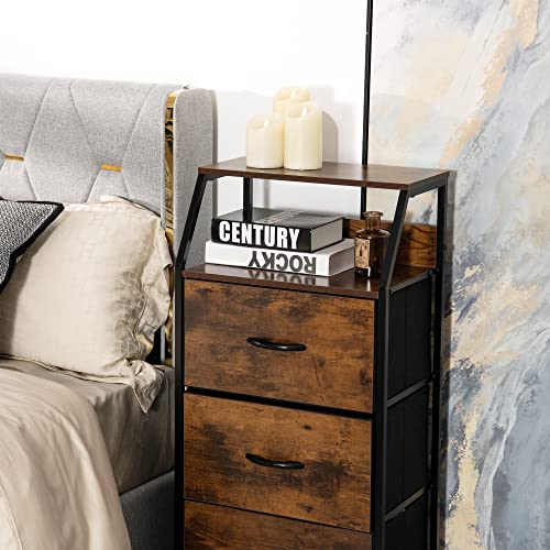 LOKO 3 Drawer Dresser, Floor Storage Cabinet with Fabric Drawers and ...