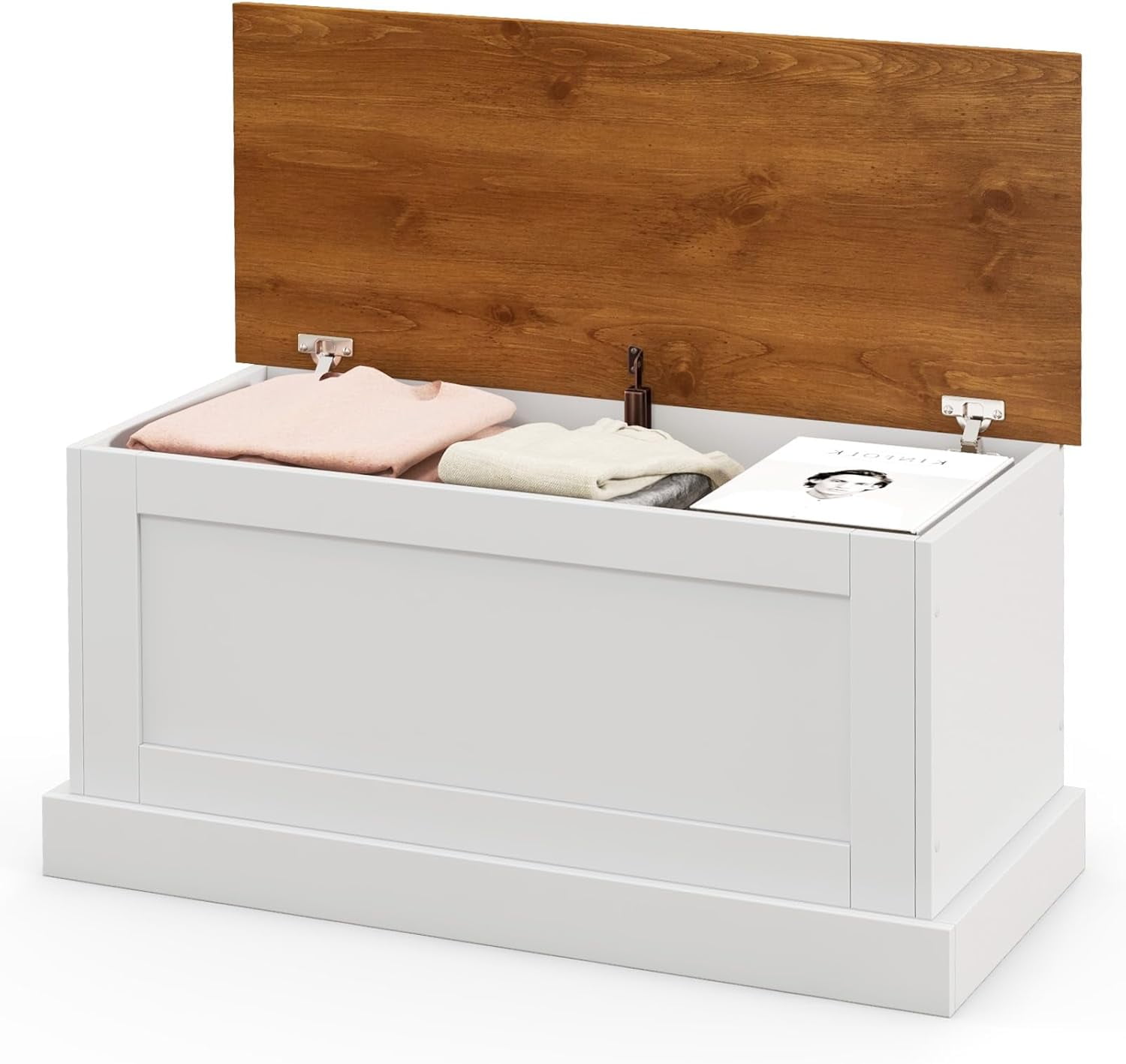 LOKO 35.5” Storage Bench, Lift Top Storage Box with Metal Hinges ...