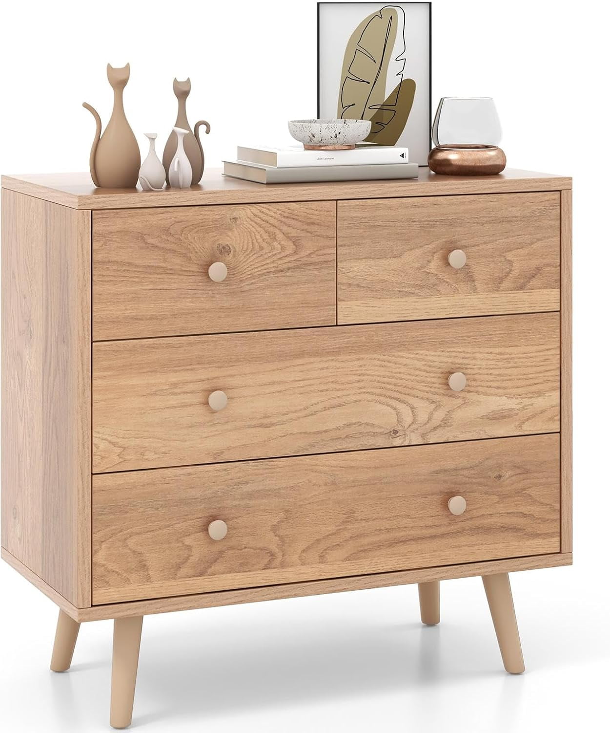 LOKO 4-Drawer Storage Cabinet, Modern Chest Cabinet with Anti-Tipping ...