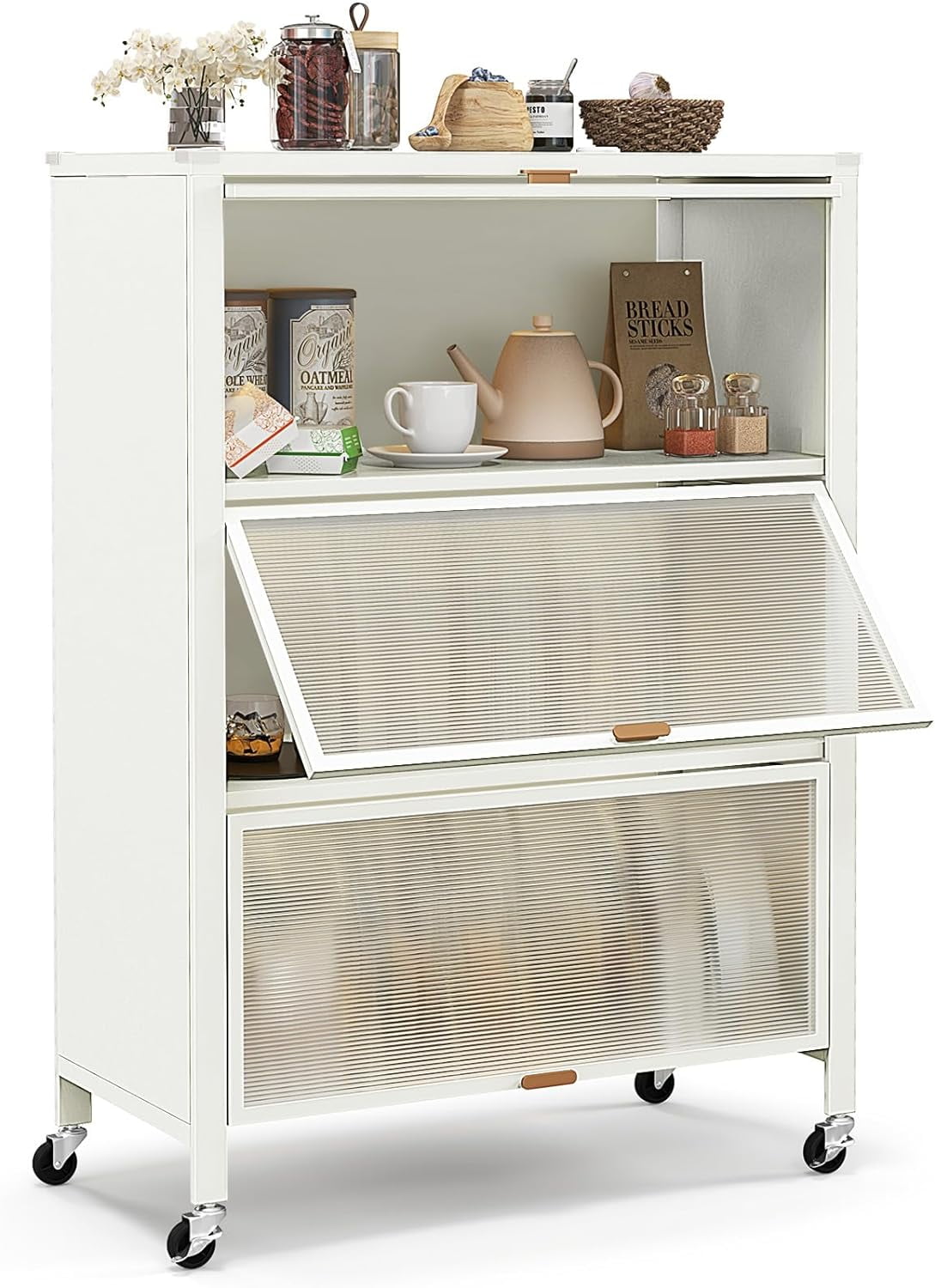 LOKO 4-Tier Kitchen Storage Cabinet, Freestanding Microwaves Rack with ...