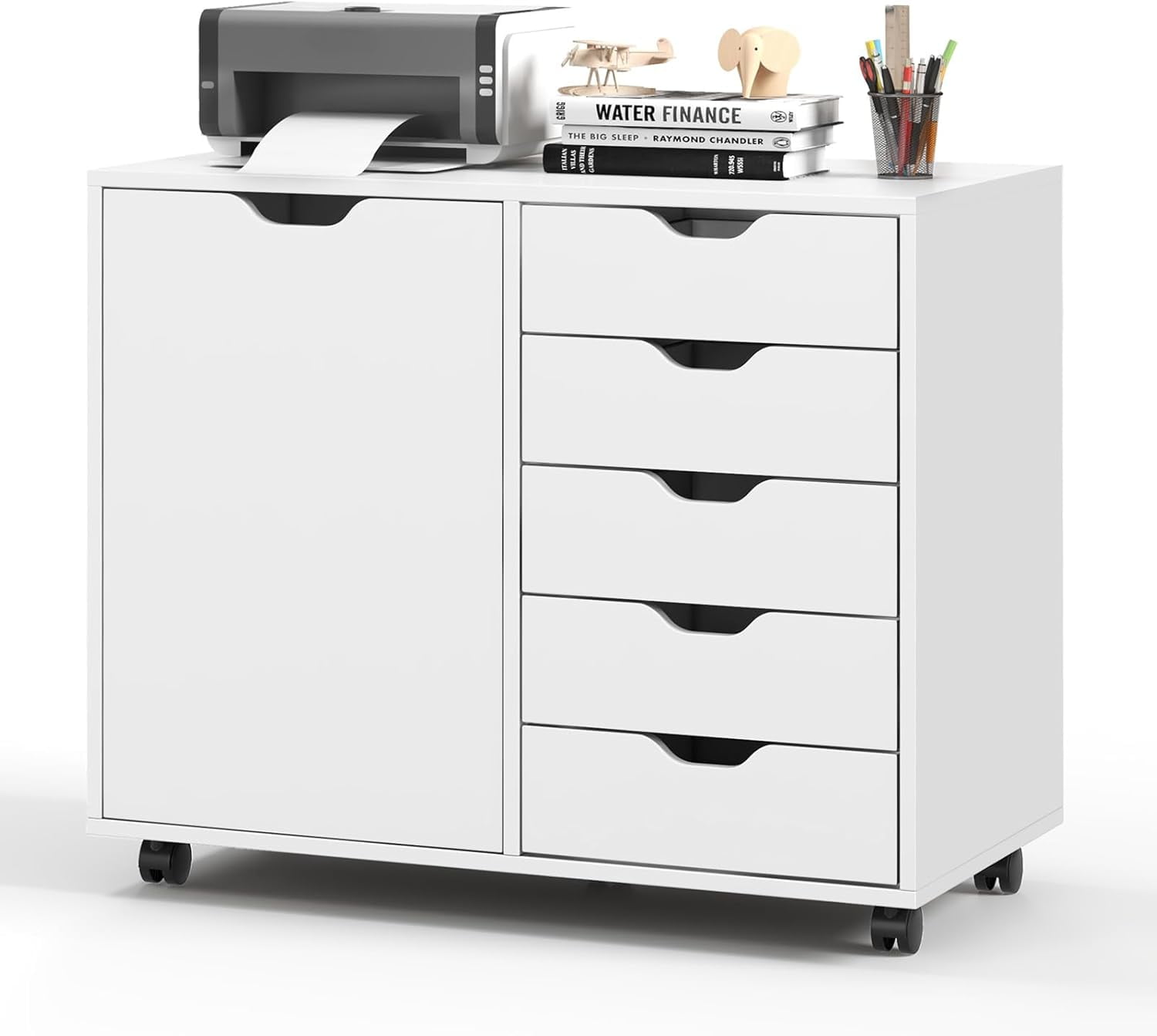 LOKO 5-Drawer Lateral File Cabinet, Mobile Filing Cabinet with 5 ...