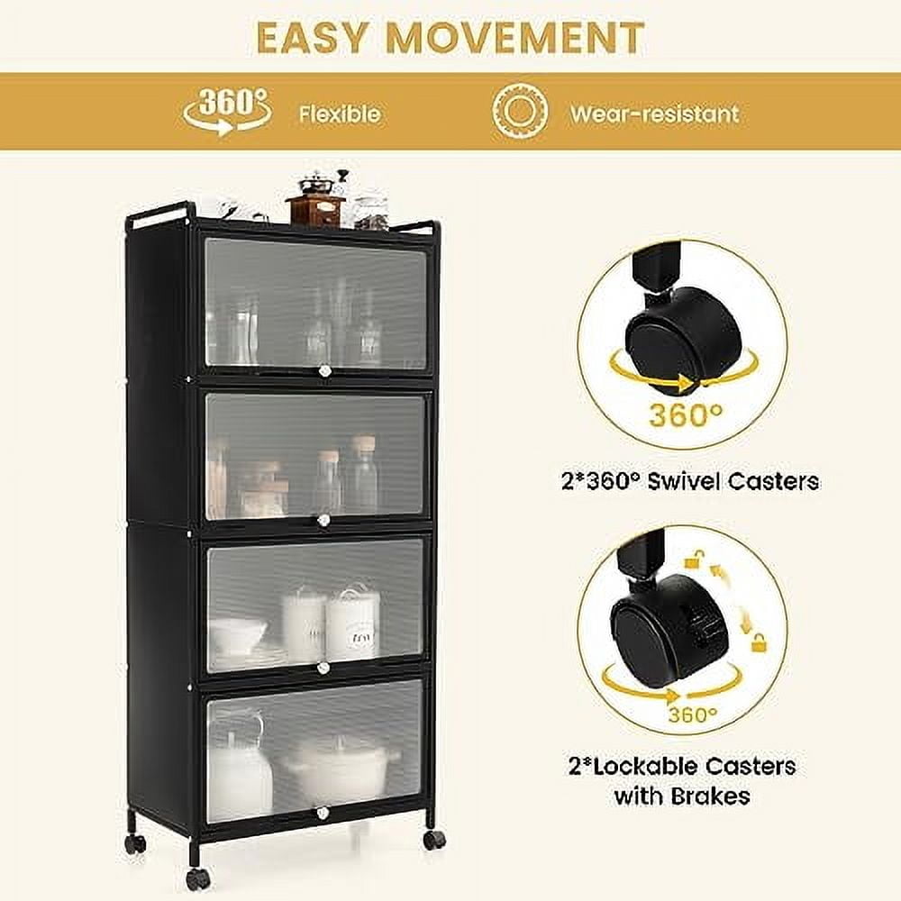 LOKO 5-Tier Kitchen Storage Cabinet,Freestanding Baker’s Rack with 4 ...