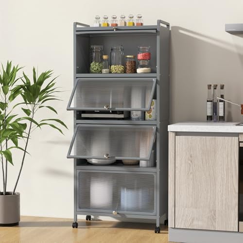 LOKO 5-Tier Kitchen Storage Cabinet,Freestanding Baker’s Rack with 4 ...