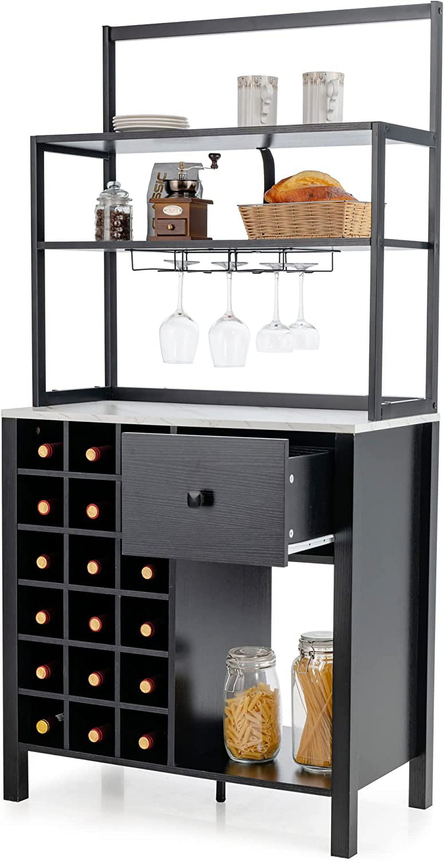 LOKO Bar Cabinet, Wine Storage Cabinet with Detachable Glass Holder and ...
