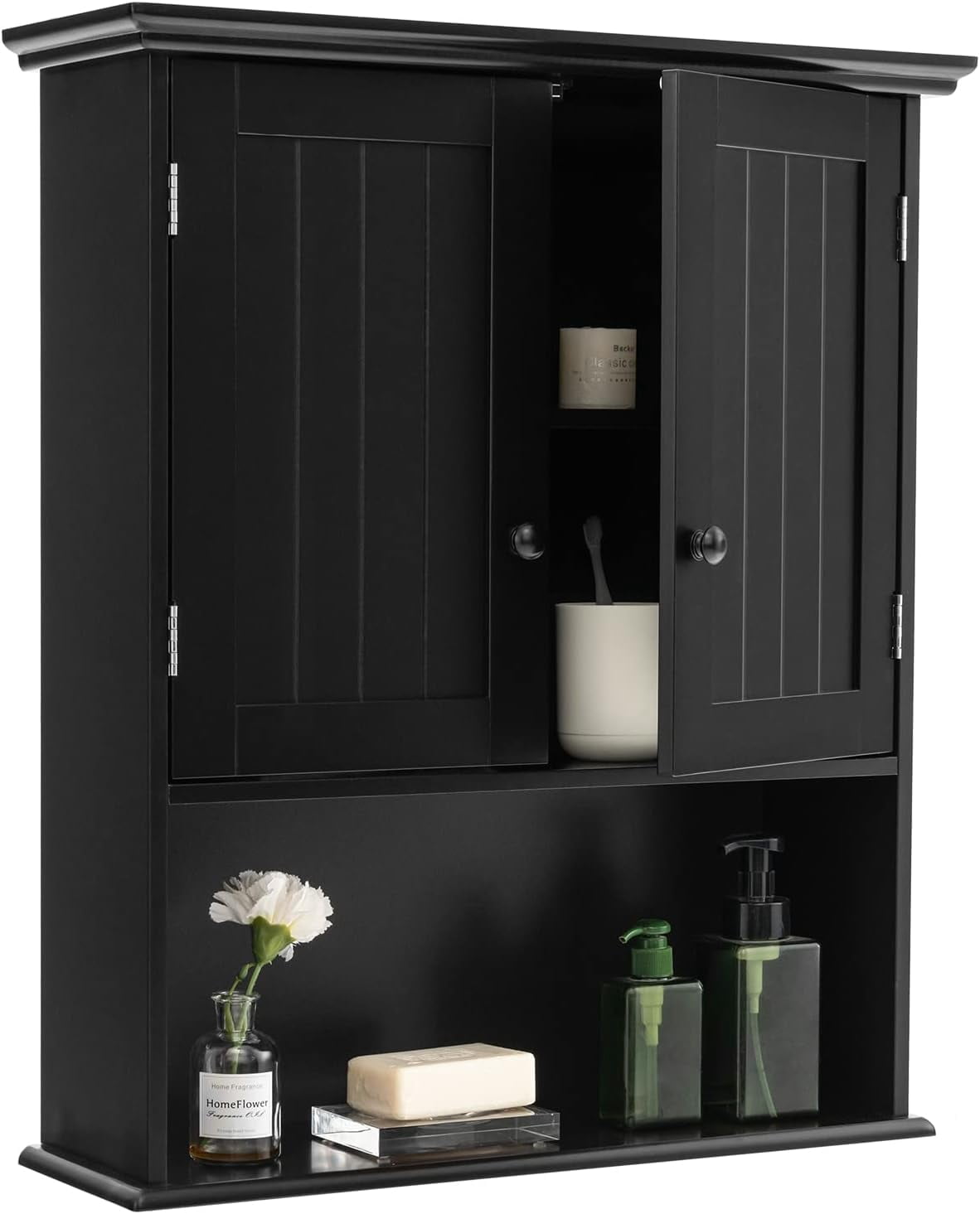 LOKO Bathroom Wall Cabinet, Double Door Medicine Cabinet with Open ...