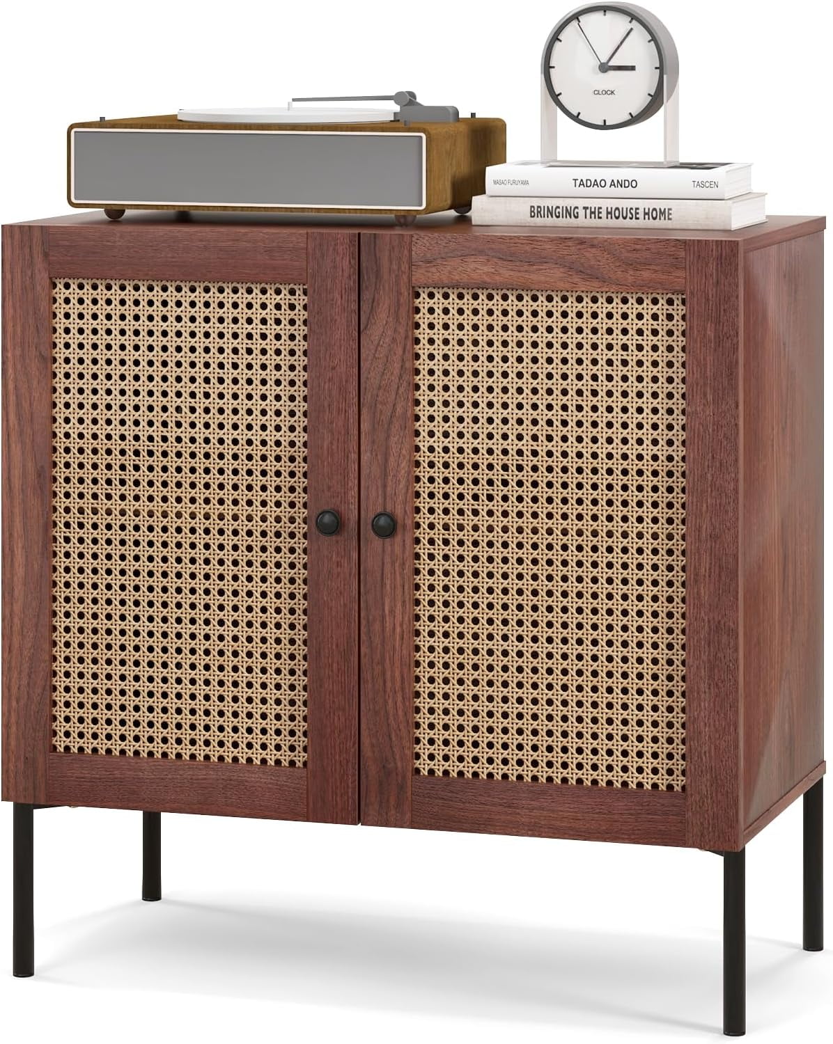 LOKO Buffet Cabinet with Rattan Door, Sideboard Storage Cabinet with 3 ...