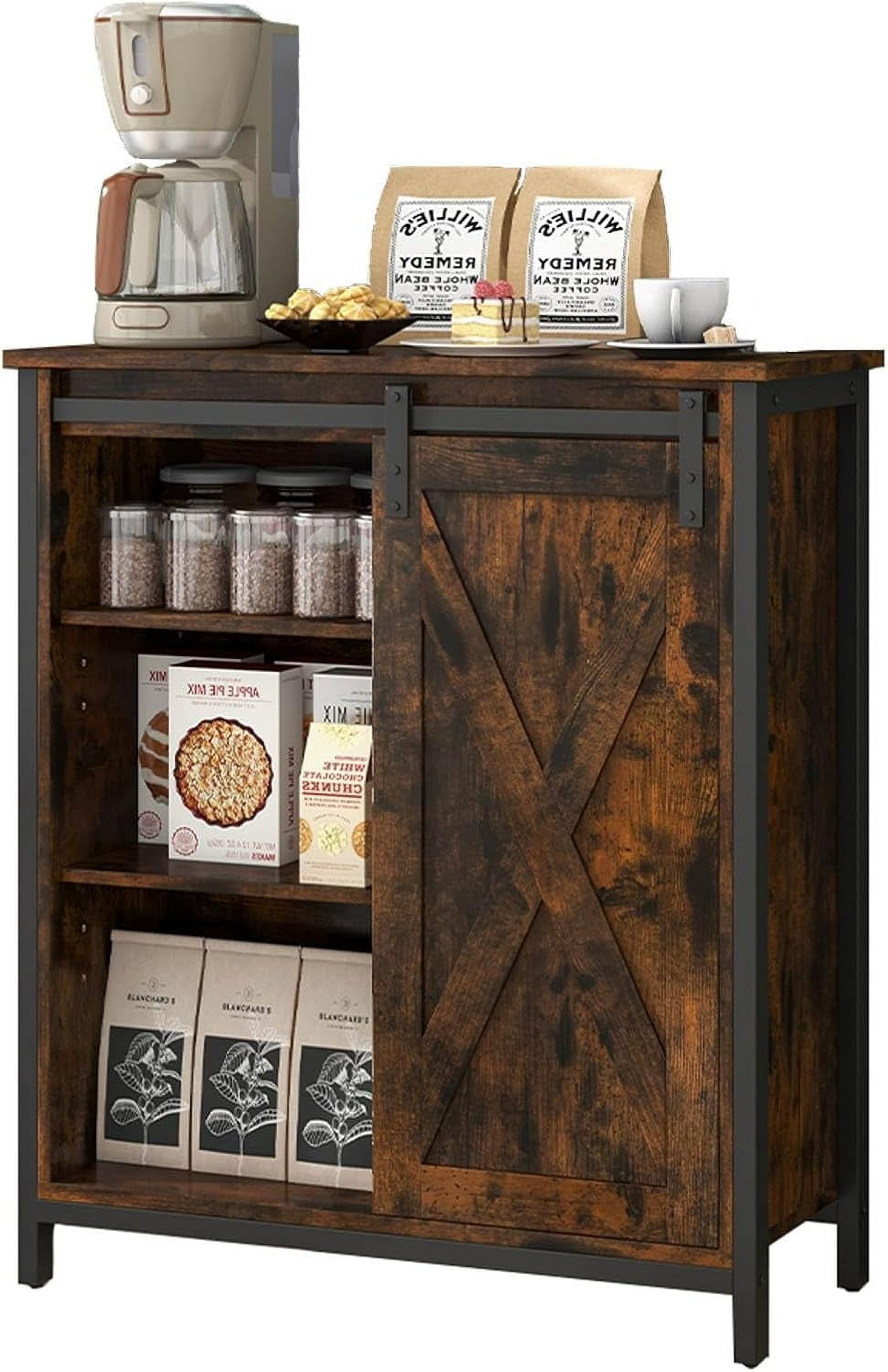 LOKO Buffet Cabinet, Wooden Storage Cabinet with Sliding Barn Door ...